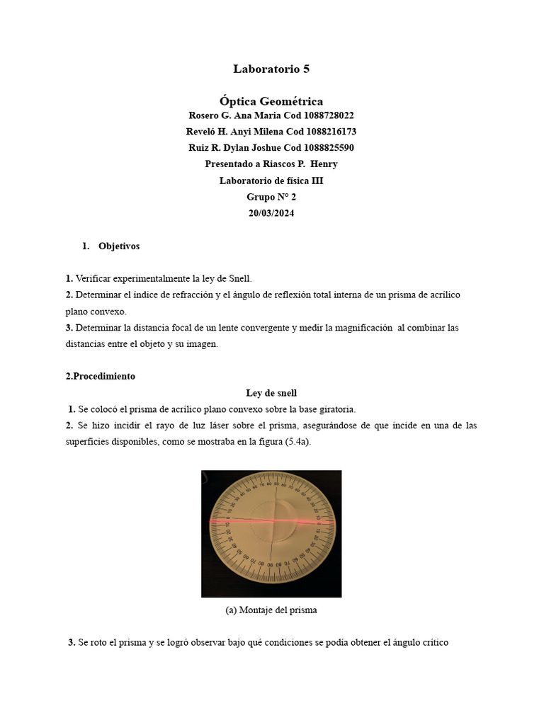 OPTICA GEOMETRICA Ley de Snell, Angulo de Insidencia | PDF | Óptica ...