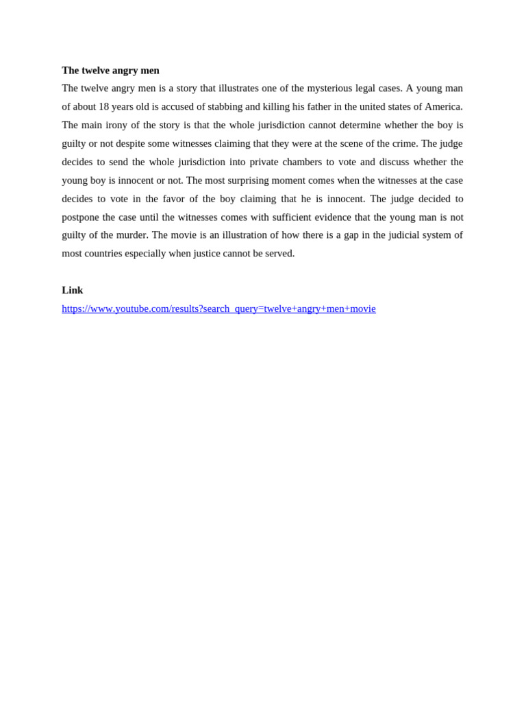 Twelve Angry Men: A Legal Dilemma | PDF