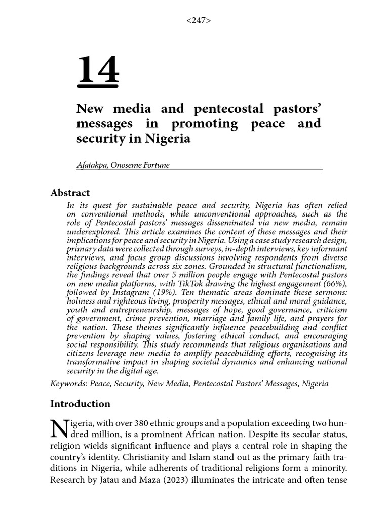 New Media and Pentecostal Pastors Messages in Nigeria | PDF ...