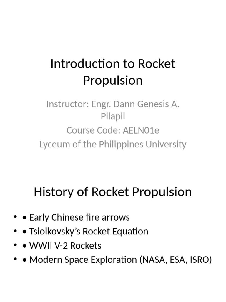 Lecture1 Intro Rocket Propulsion | PDF