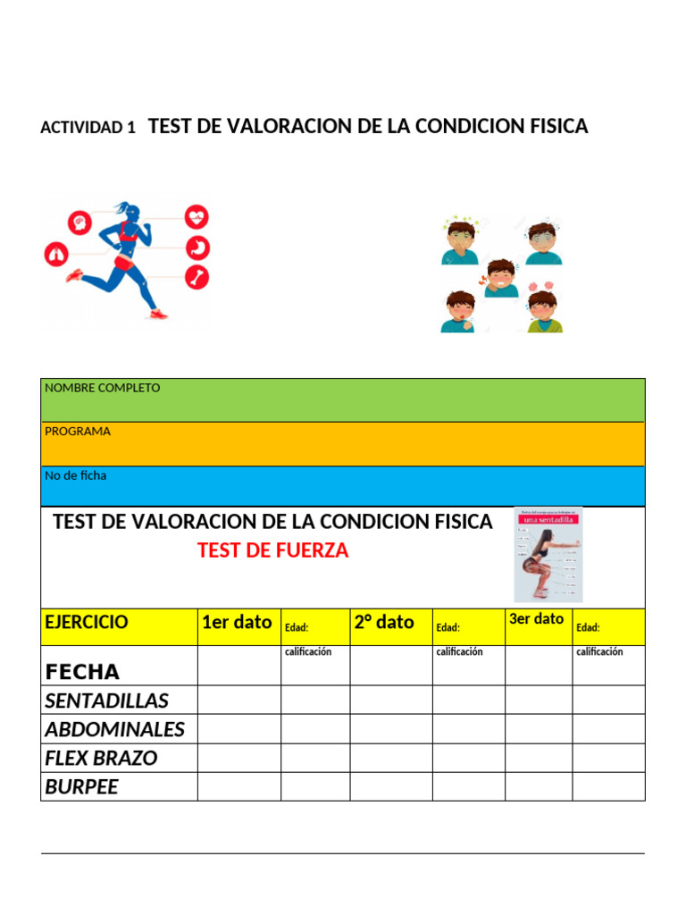 Test de Condicion F | PDF