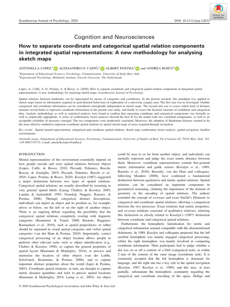 Analyzing Spatial Relations in Sketch Maps | PDF | Neuroscience
