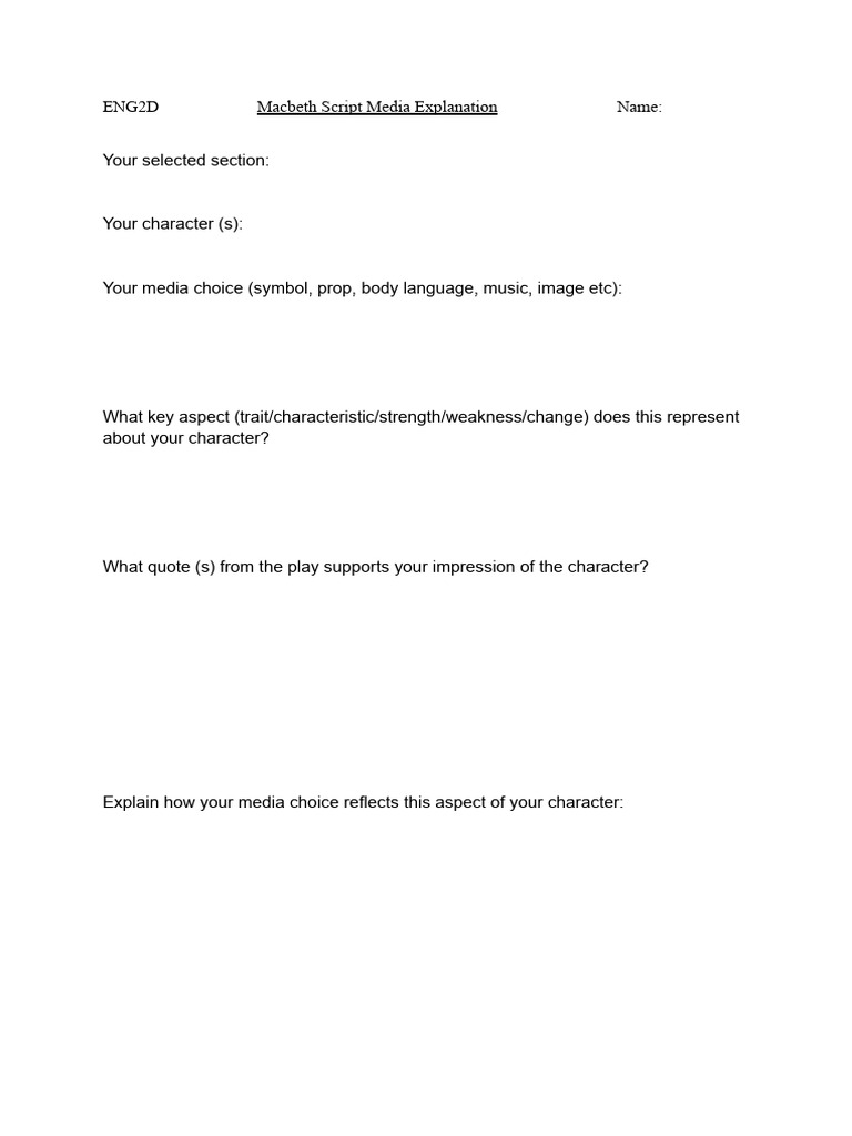Macbeth Script Media Explanation | PDF