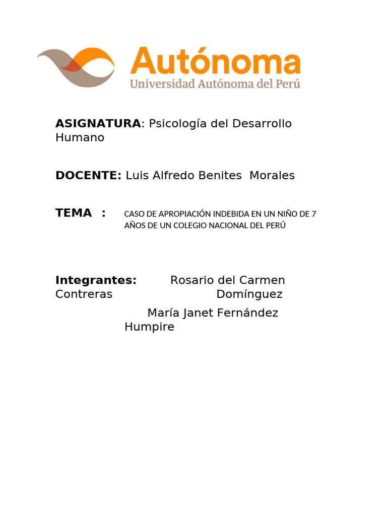 Apropiación Indebida en Niños: Análisis y Diagnóstico | PDF | Teoría de ...