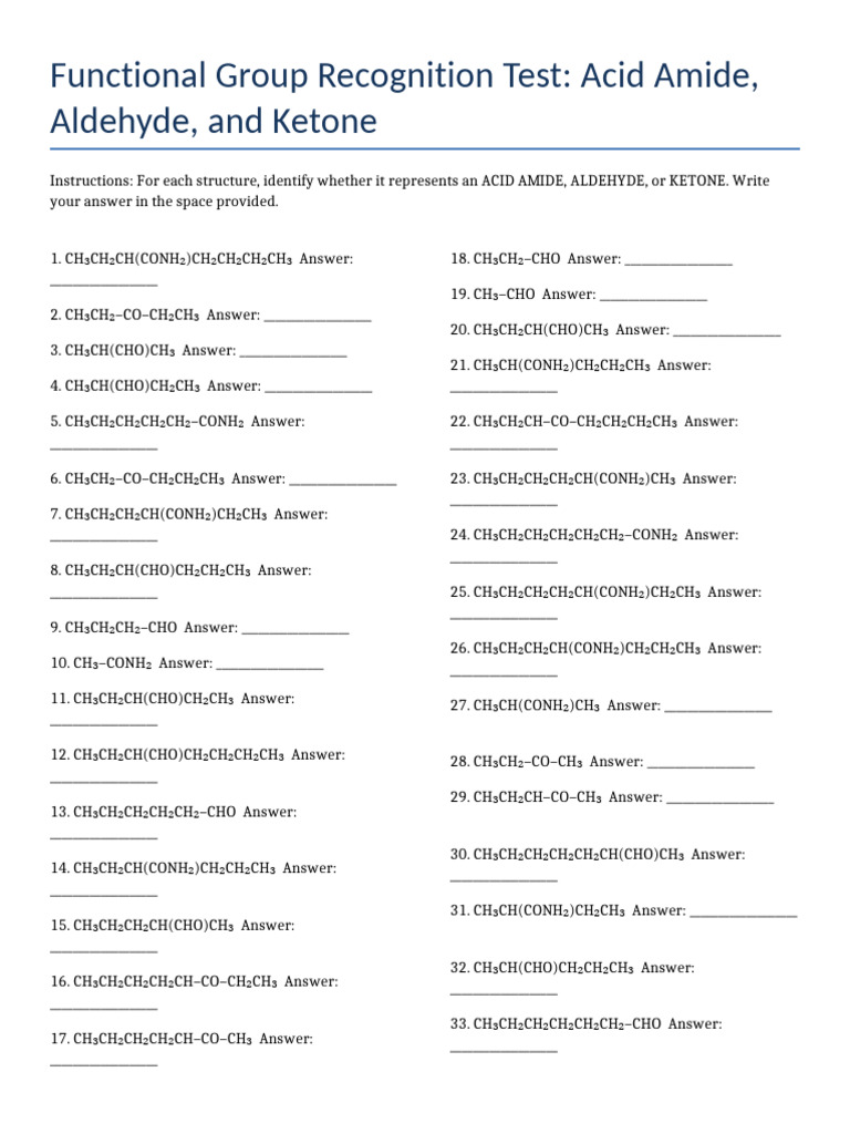 Functional Group Identification Guide | PDF | Amide | Ketone