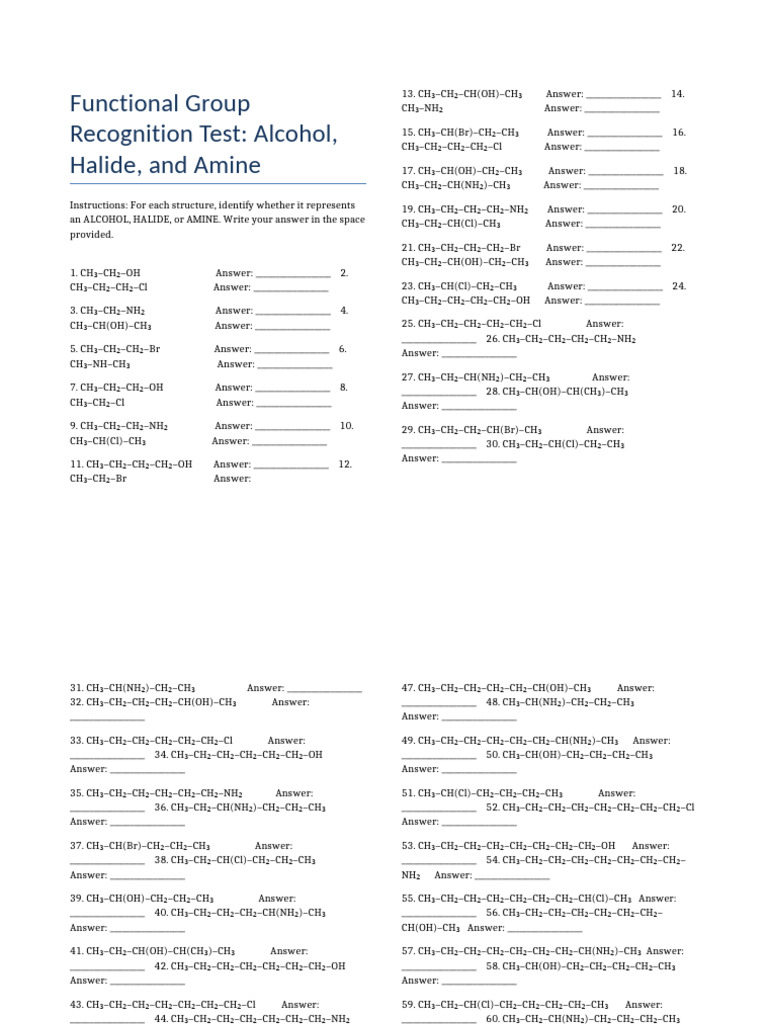 Functional Group Identification Quiz | PDF | Chess | Chess Theory