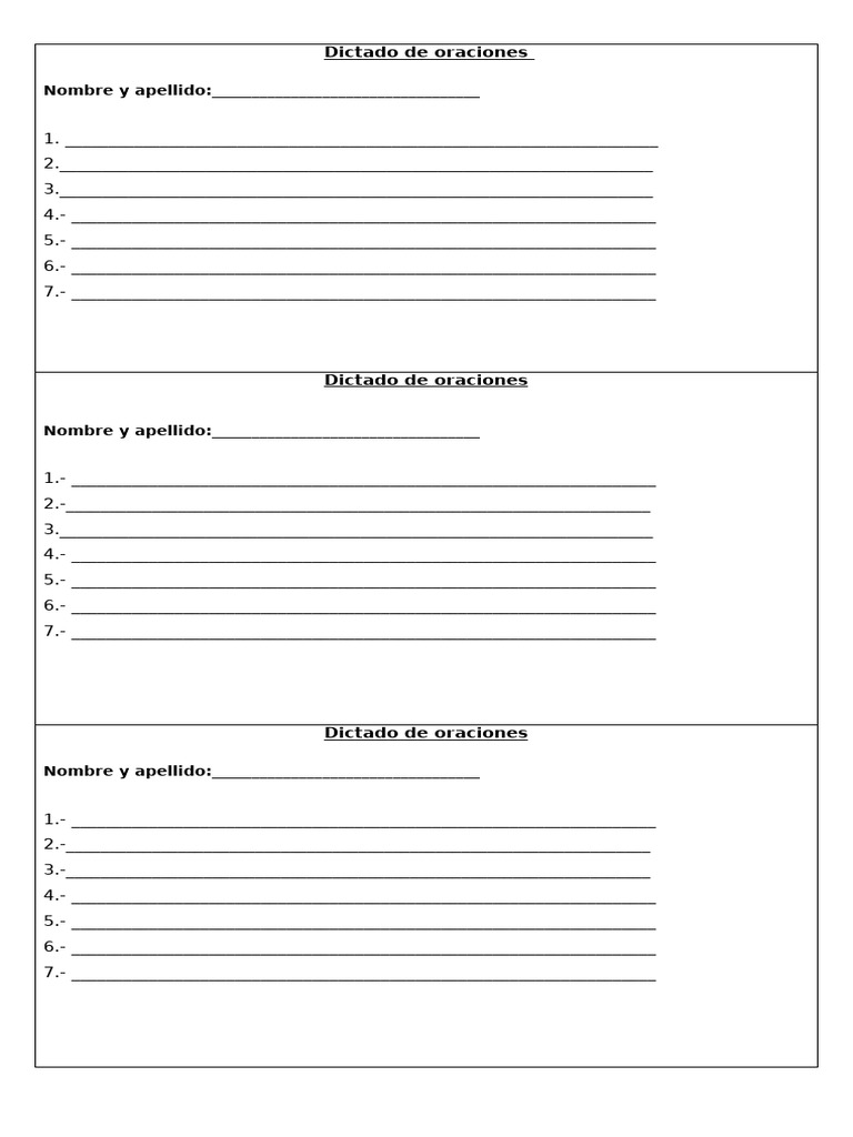 Dictado de Oraciones | PDF