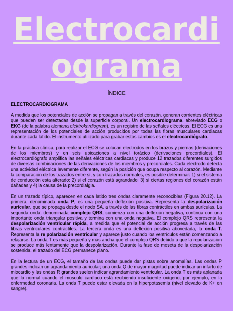 Guía del Electrocardiograma (ECG) | PDF | Corazón | Ventrículo (corazón)