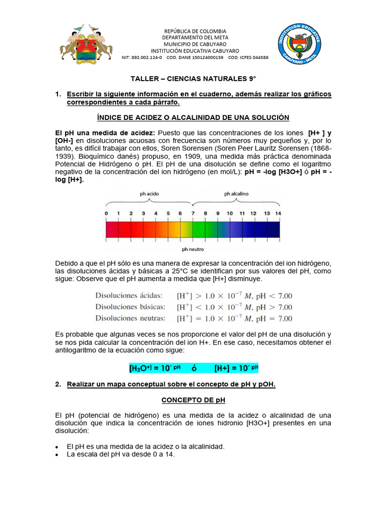 Ciencias Naturales - 9° - PH y Escala | PDF | Ph | Ácido