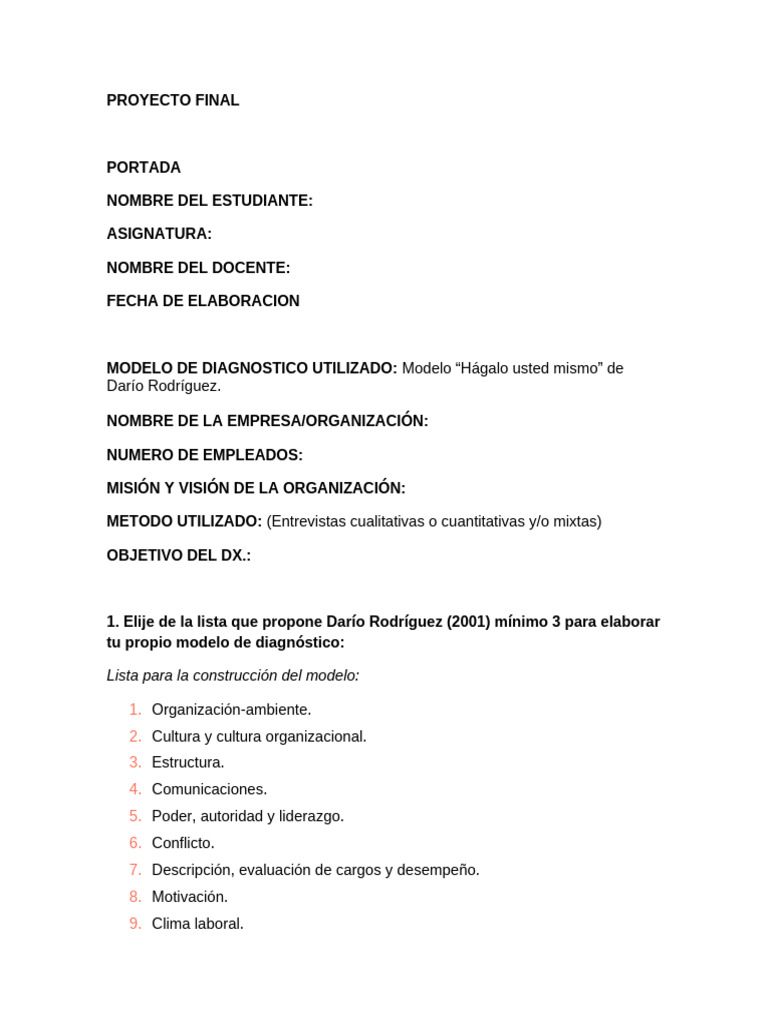 Proyecto Final Modelo Hagalo Usted Mismo | PDF
