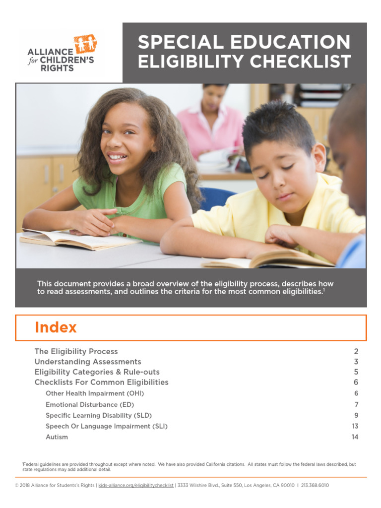 Special Education Eligibility Checklist | PDF | Mental Disorder ...