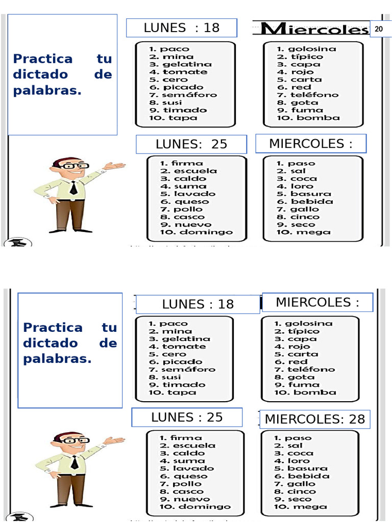 Dictado Semanal para 2do Grado | PDF