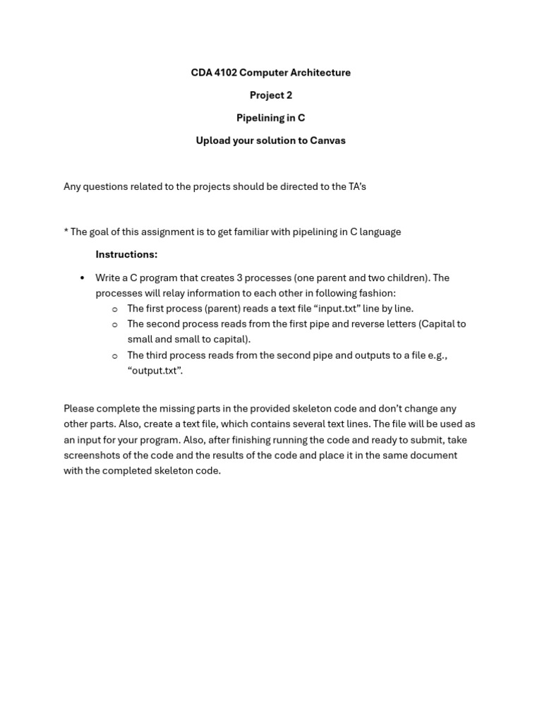 CDA 4201-C Lang Lab Project2 - v2 | PDF