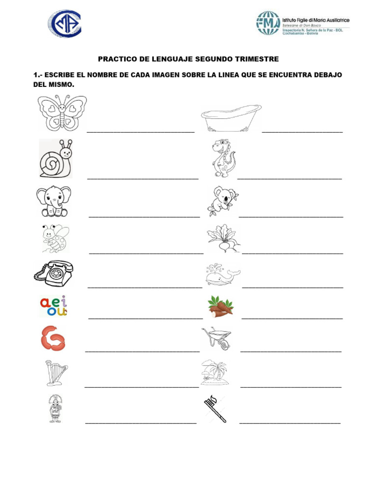 Practico de Lenguaje y Matematicas Del Segundo Trimestre Maria Auxiliadora | PDF