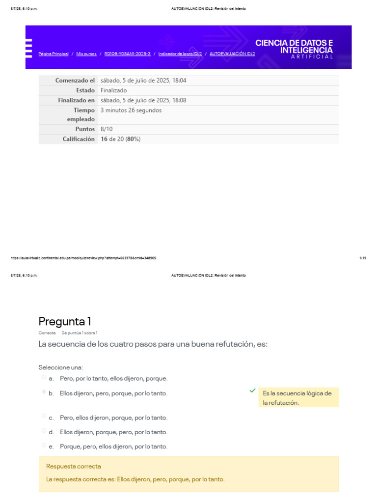 AUTOEVALUACIÓN IDL2_ Revisión del intento | PDF | Razonamiento deductivo | Science