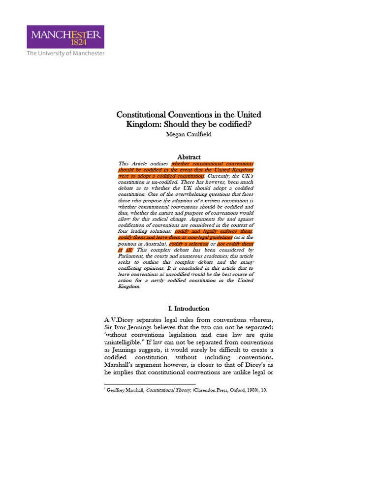 Grupo 5 Constitutional Conventions in The United Kingdom - Should They ...