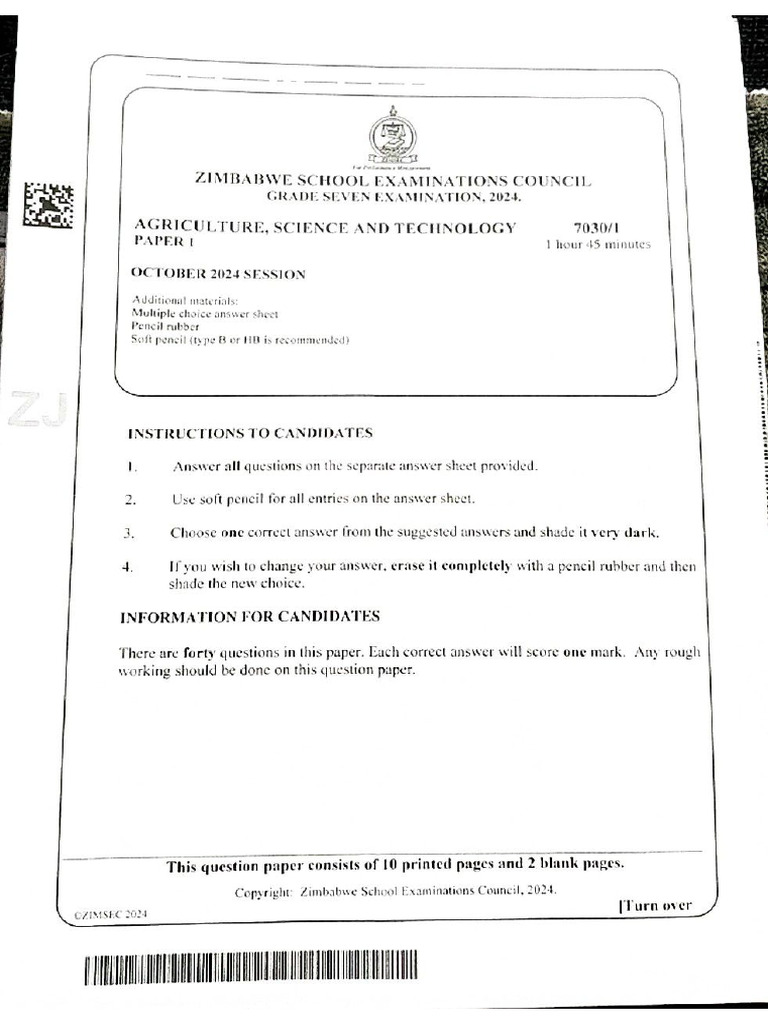 Asat Paper 1 - Zimsec October 2024 Session | PDF