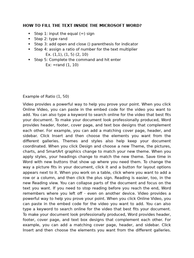 Filling Text in Microsoft Word | PDF | Page Layout | Microsoft Word