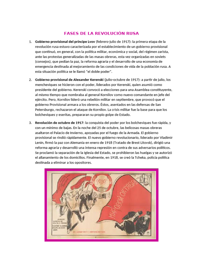 Fases de La Revolución Rusa | PDF