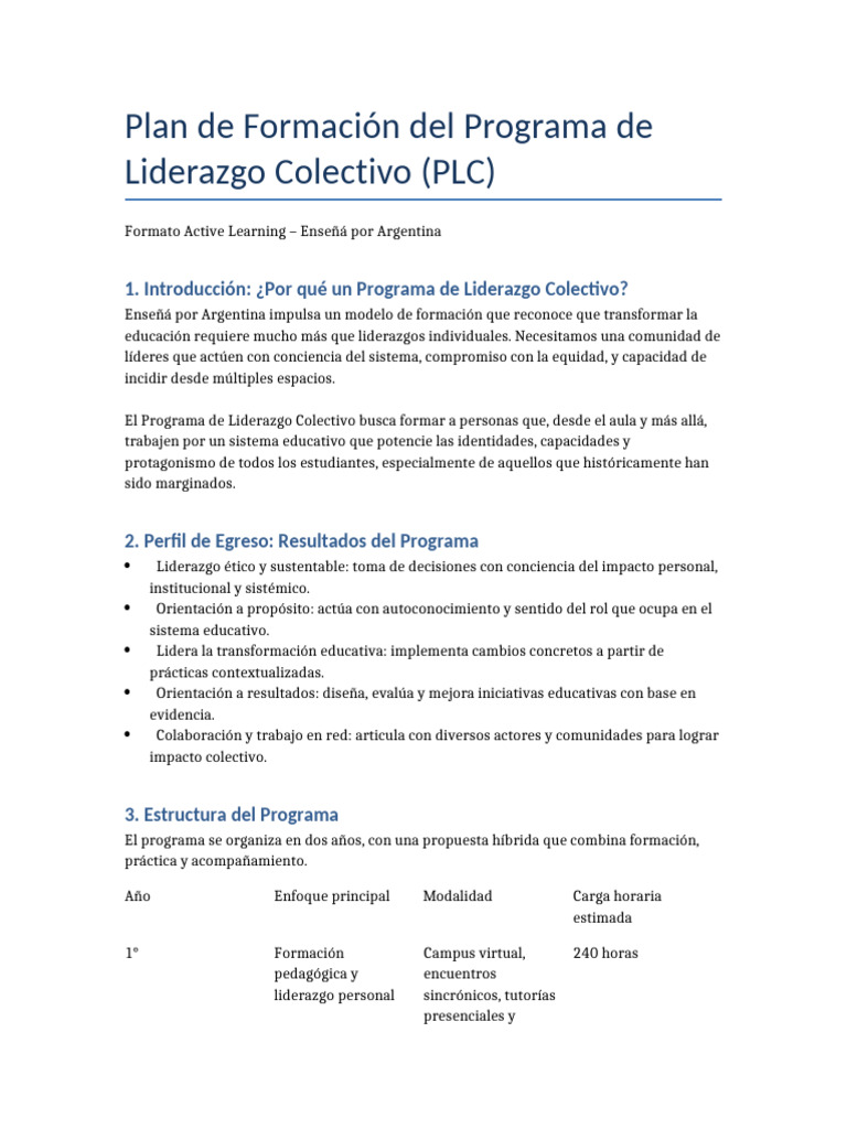 Plan Formacion PLC ActiveLearning | PDF
