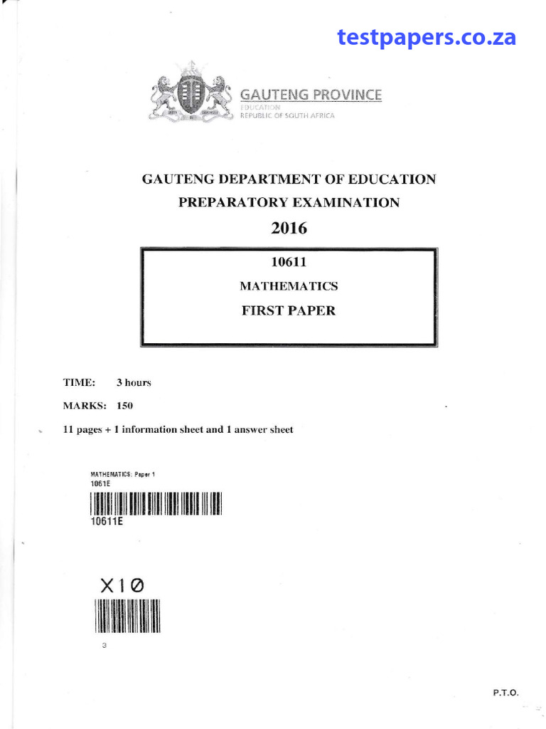 Gauteng 2016 Mathematics Exam Paper | PDF | Interest | Cartesian ...