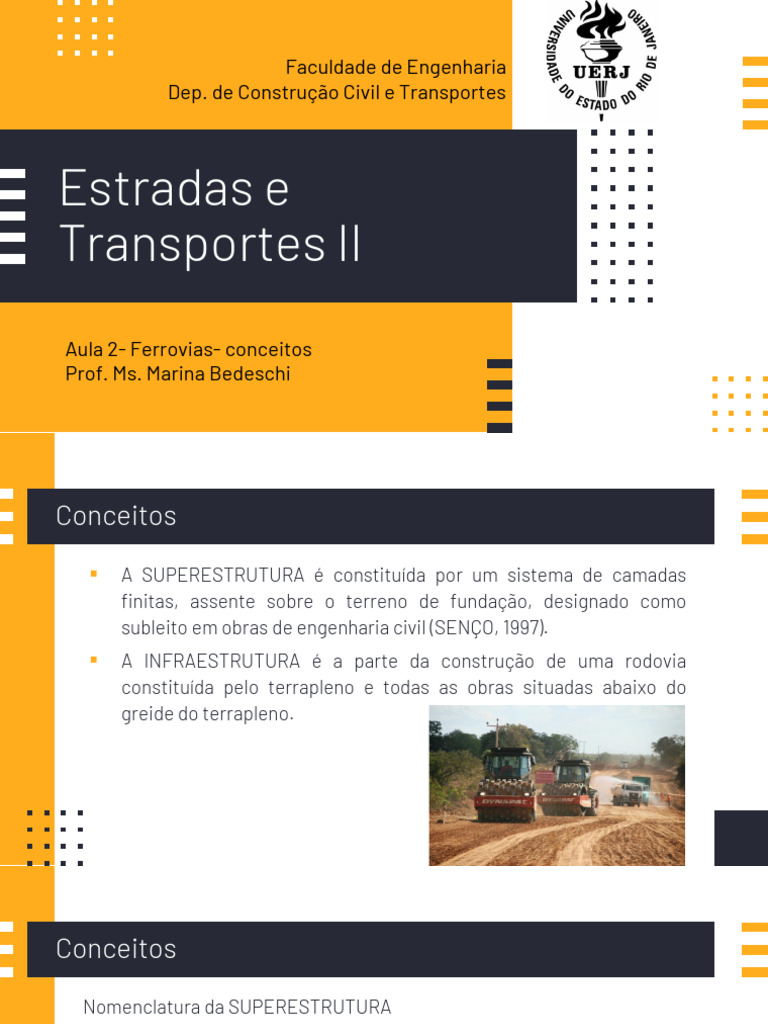 Aula 2 - Ferrovias - Conceitos | PDF | Bitola (medida) | Transporte ferroviário