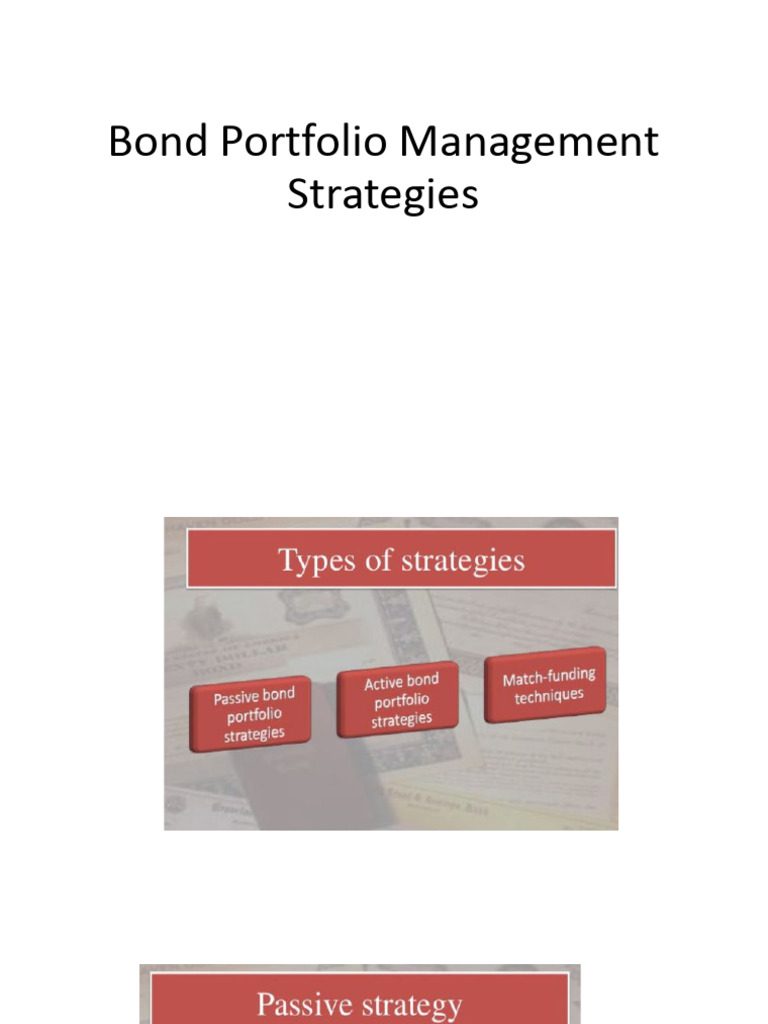 Bond Portfolio Management Strategies | PDF