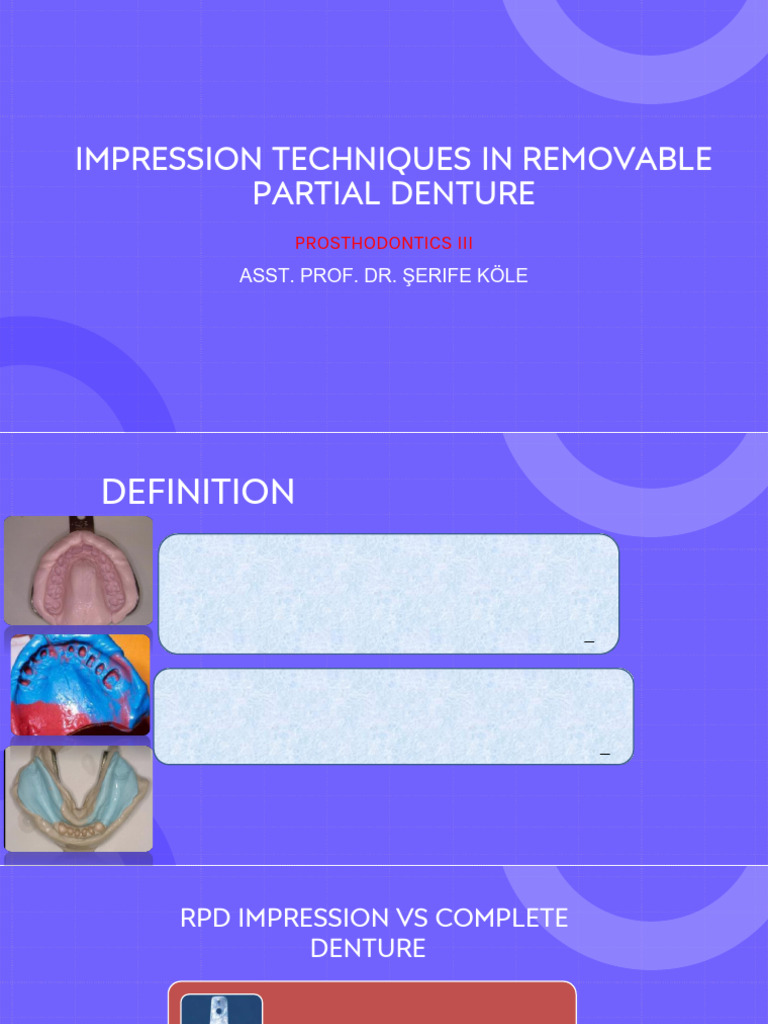 RPD 9 Impression Techniques in Removable Partial Denture | PDF ...