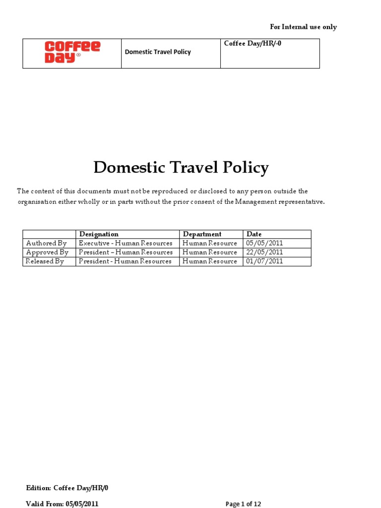 Domestic Travel Policy V5 | PDF | Per Diem | Taxicab