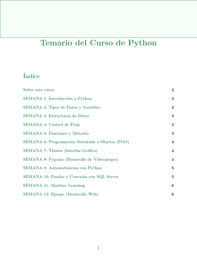 Temario Curso de Python | PDF | Python (lenguaje de programación) | Objeto (informática)