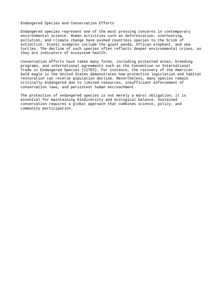 Endangered Species and Conservation Efforts | PDF