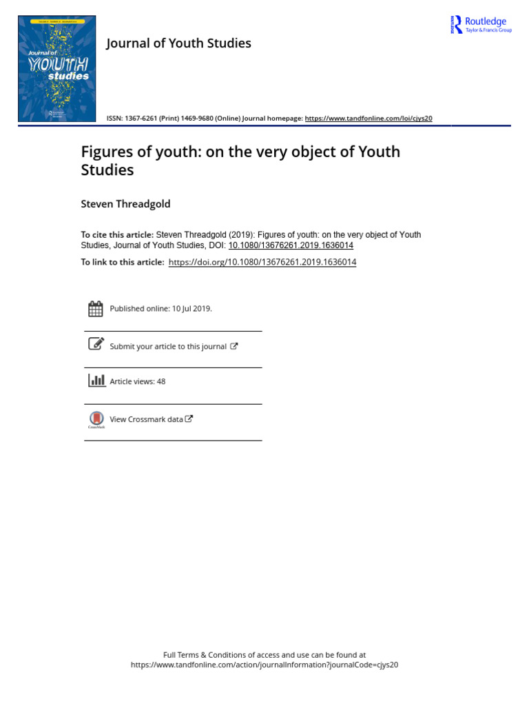 Threadgold Figures of Youth On The Very Object of | PDF | Sociology | Risk