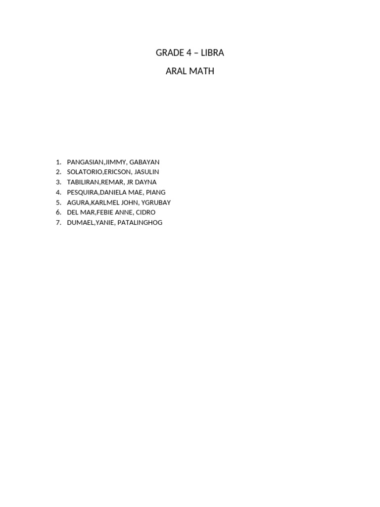 Grade 4 Aral Math | PDF