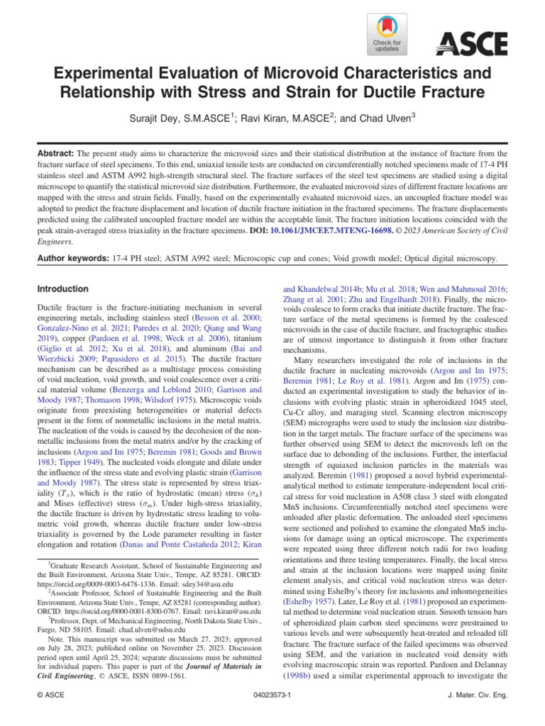 Dey Et Al Experimental Evaluation of Microvoid Characteristics and ...