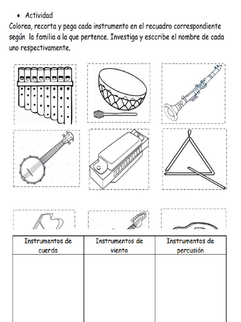 Guia de Actividades Instrumentos Musicales | PDF