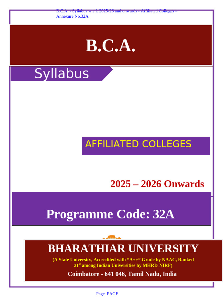 1. BCA-2025-26-Revised Syllabus-24.7.2025 | PDF | Class (Computer Programming) | Inheritance ...