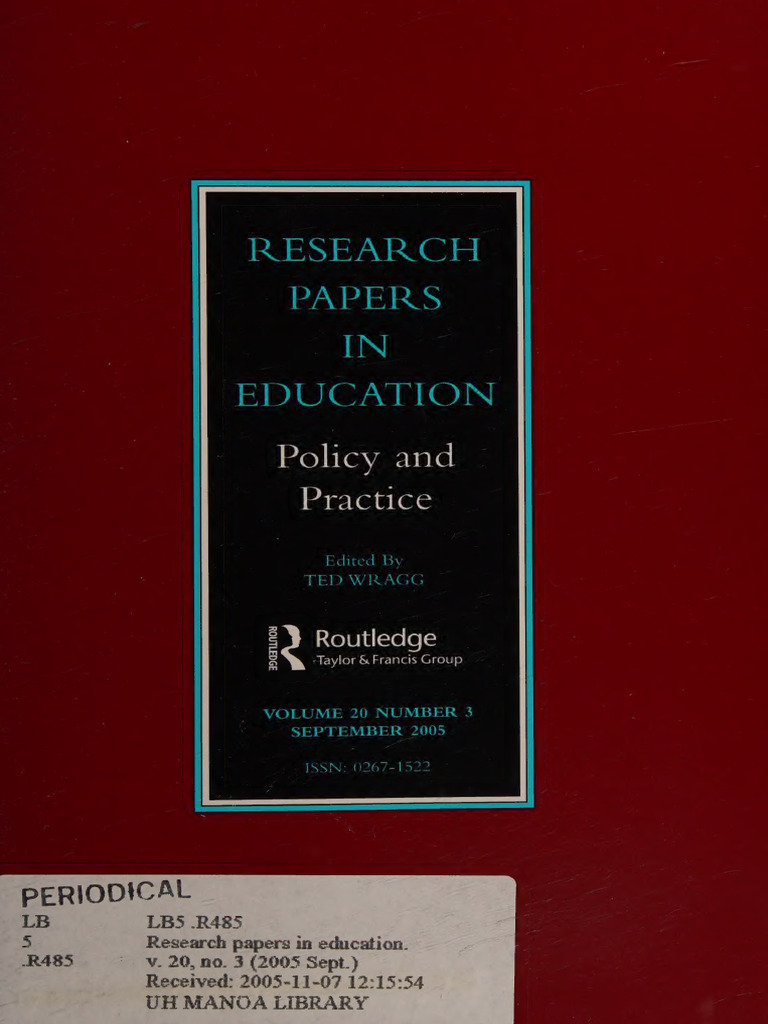 Research Papers in Education 2005-09 - Vol 20 Iss 3 | PDF | Teachers ...