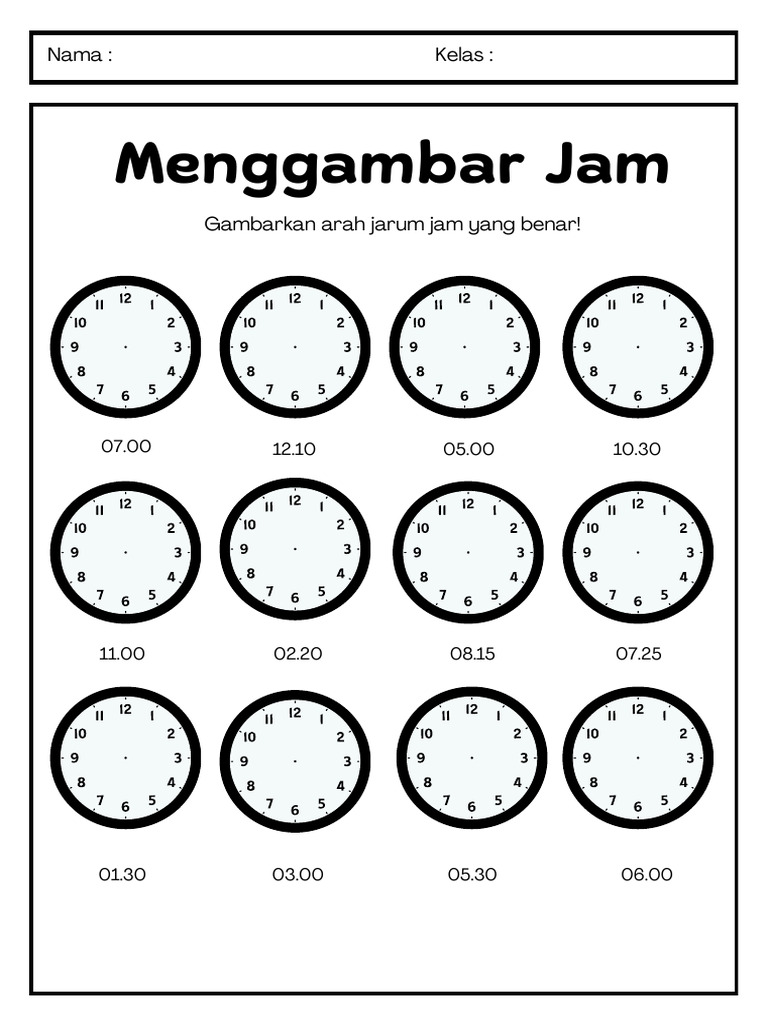 Menggambar Jam Kelas 2 | PDF