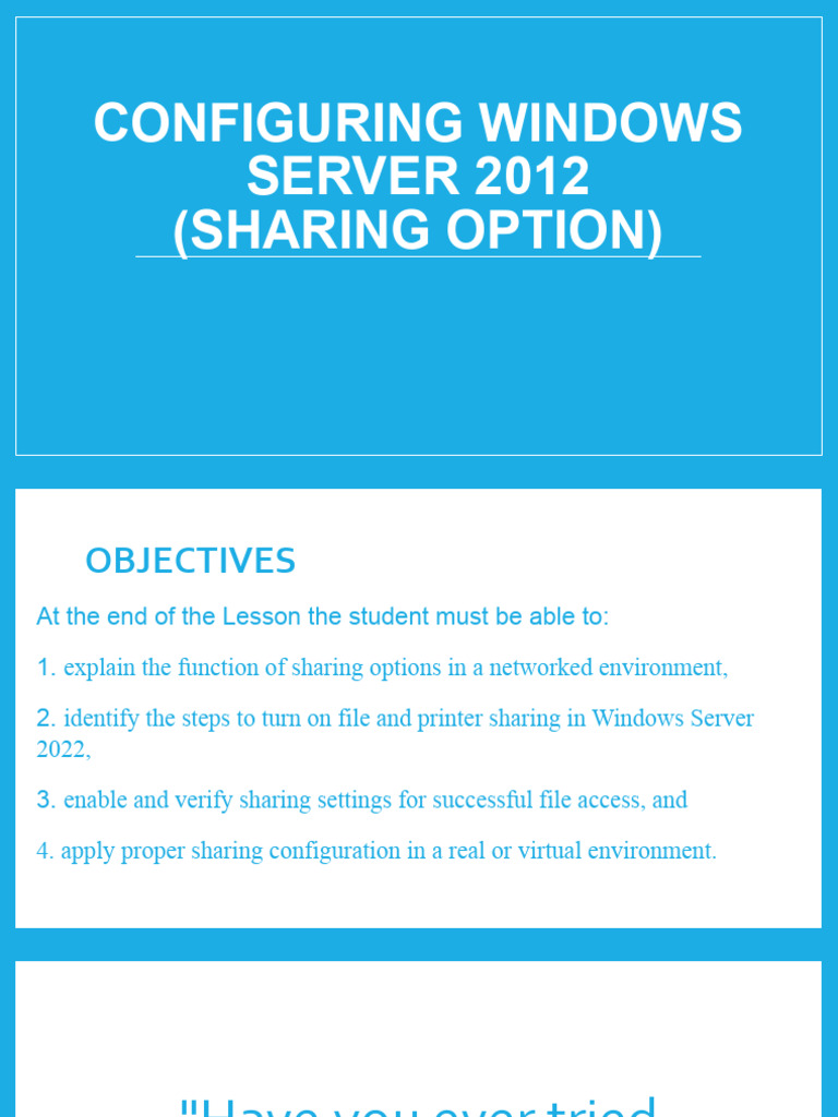 File and Printer Sharing in Windows Server 2012 | PDF | Computer File ...