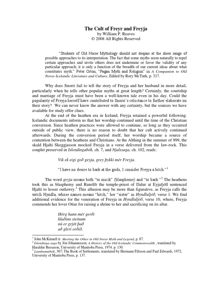 Cult of Freyr and Freyja | PDF