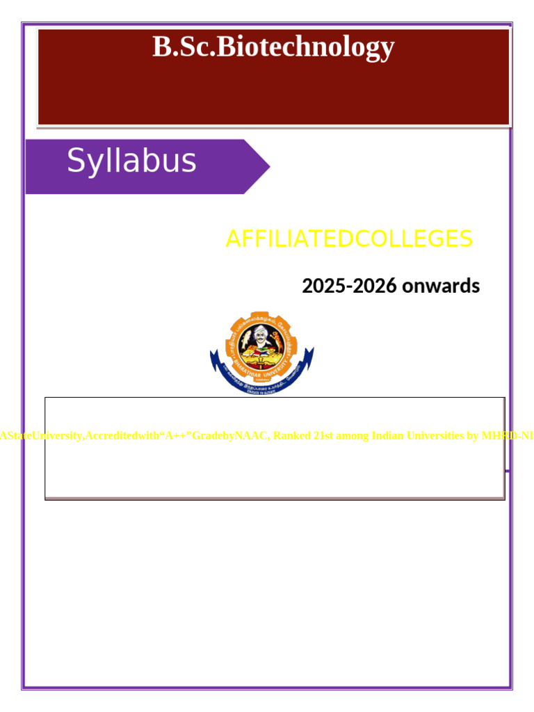 BSC Biotechnology 2025 26 | PDF | Muscle | Matrix (Mathematics)