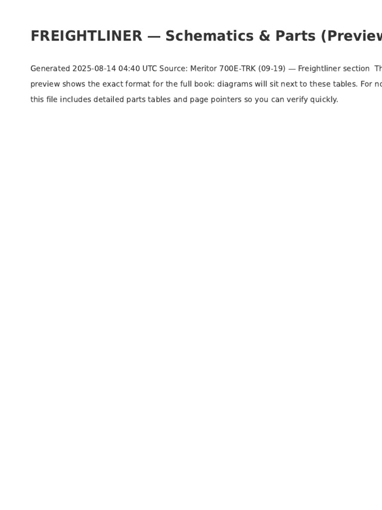 Freightliner Parts Schematics TextPreview | PDF | Automotive Industry ...