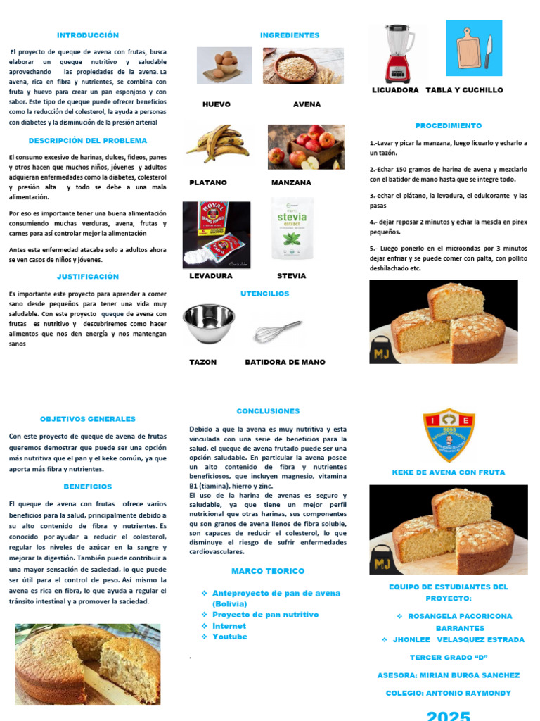 Proyecto de Pan de Avena Rosangela - Jhonlee | PDF | Fruta | Panes