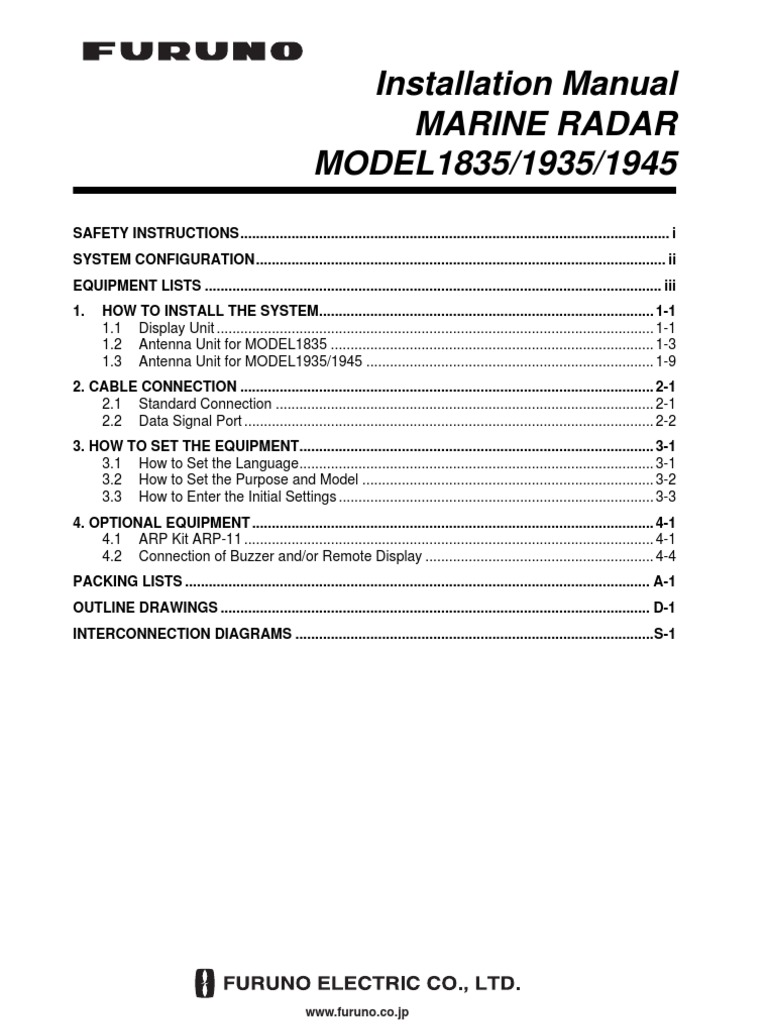 Installation Manual Marine Radar MODEL1835/1935/1945 | Download Free PDF | Radar | Screw