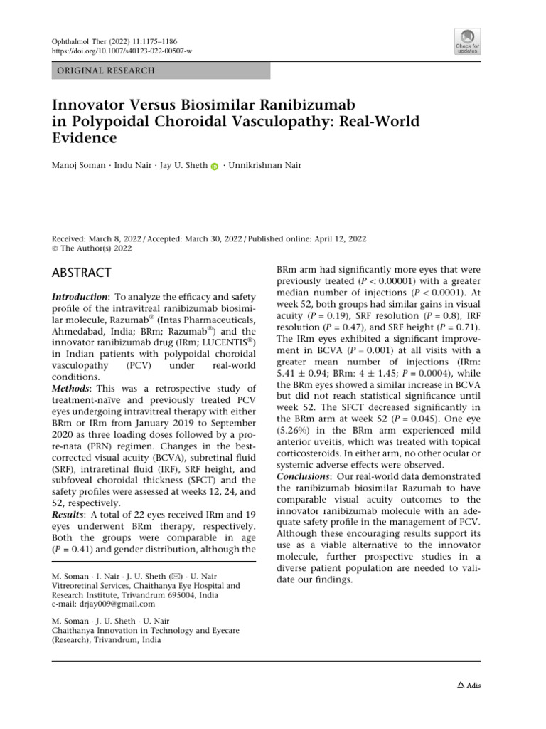 Razumab vs Lucentis in PCV Treatment | PDF | Medical Specialties ...