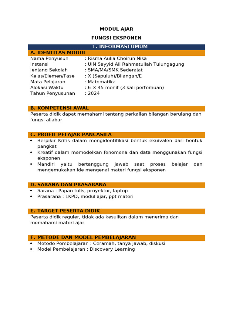 Modul PPPM Fungsi Eksponensial | PDF