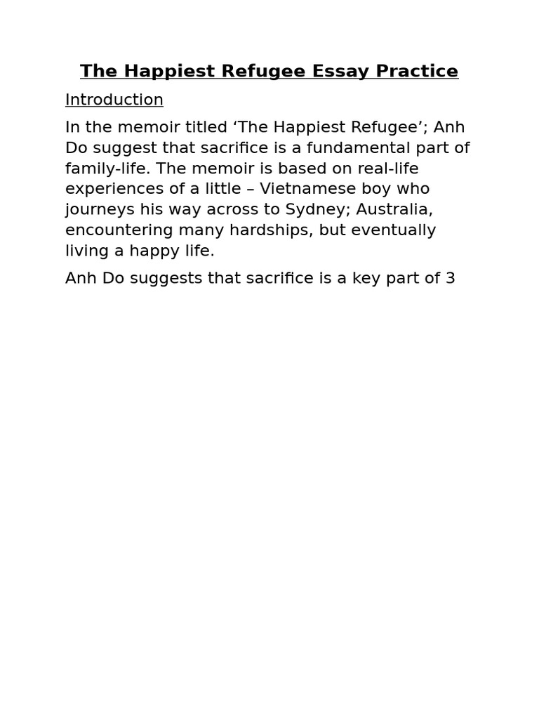 English The Happiest Refugee Essay Practice | PDF
