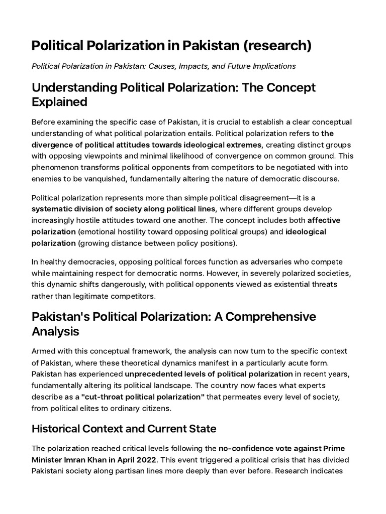 Political Polarization in Pakistan (Research) | PDF | Pakistan ...