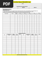 Confined Space Entry Log Sheet | PDF | Technology & Engineering