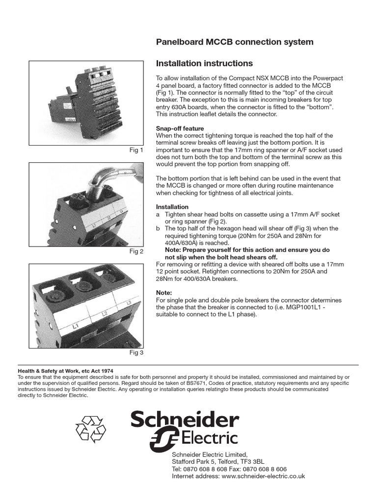 PP4 MCCB Fitting Instructions | PDF | Electrical Connector | Screw